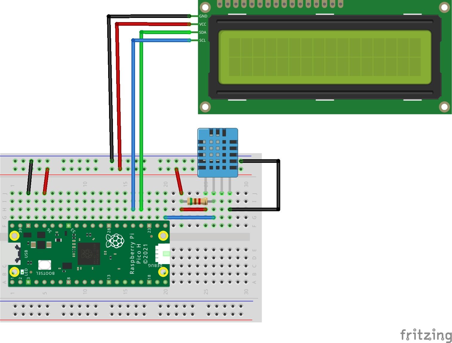 Raspberry Pi Pico/Pico Wにて温度・湿度センサーで取得した値をLCD1602に表示(MicroPython) - 電子工作 ～ 50歳の手習い